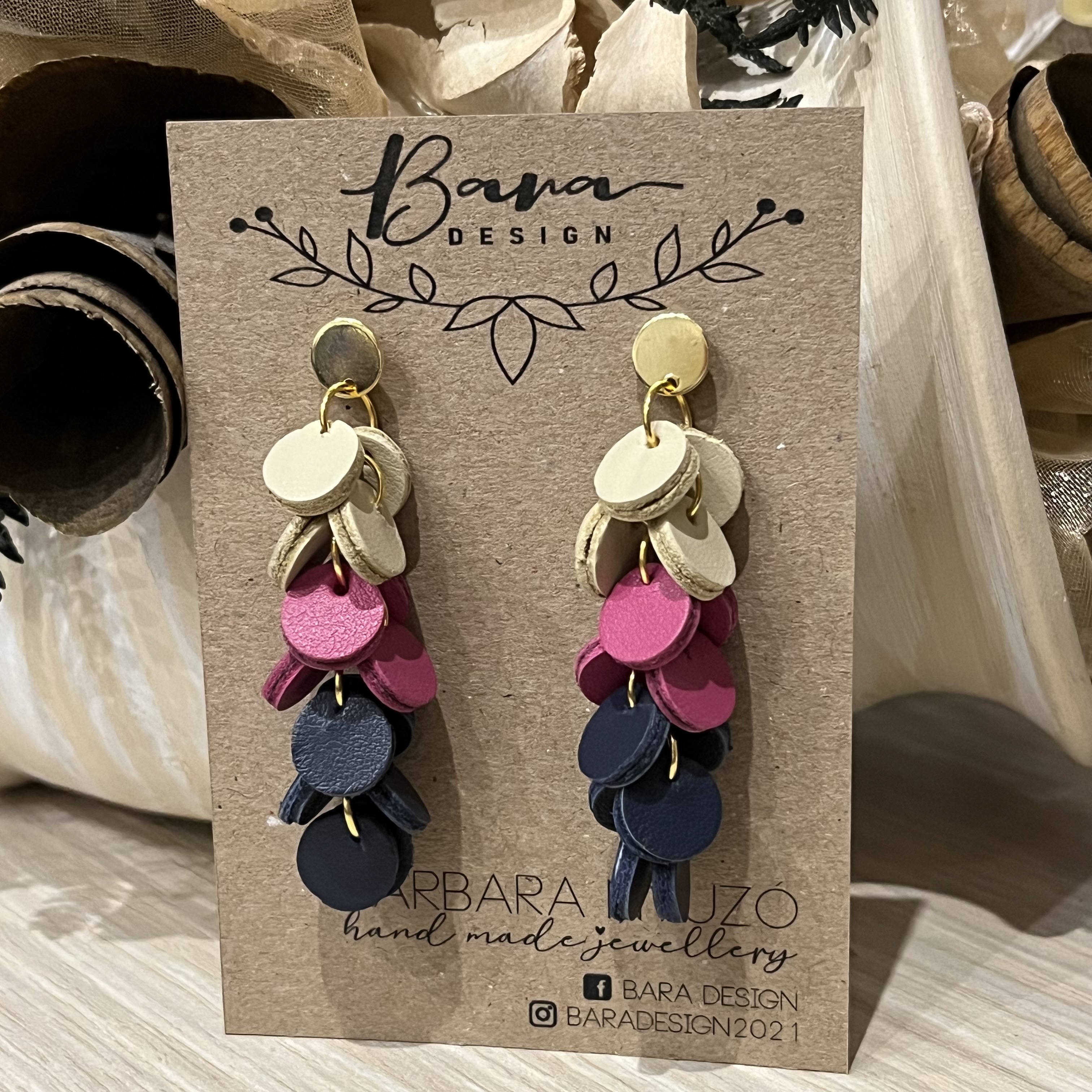 Bőr fülbevaló - Bara design ékszer